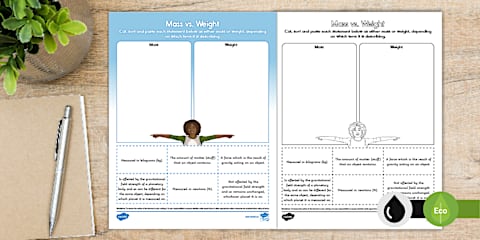 Eighth Grade Mass, Weight, and Gravity Worksheet