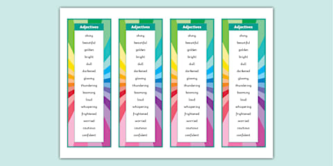 Adjective Vocabulary Reference Sheets