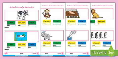 Who, Doing What, What, Where - Colorful Semantics Cut-Up Sentences Activity