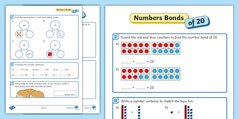 KS1 Key Instant Recall Facts Number Bonds within 20 Activity Sheet