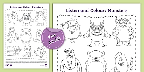 Monster Listen and Colour Four Key Words KS2