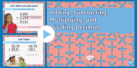 Fifth Grade Adding, Subtracting, Multiplying, and Dividing Decimals Quiz