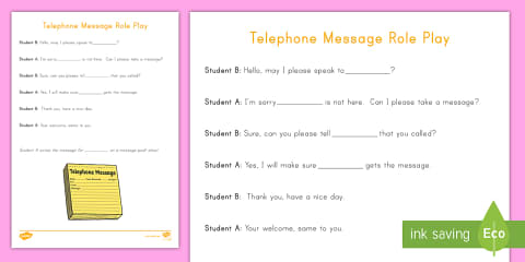 Answering the Phone Practice Worksheet