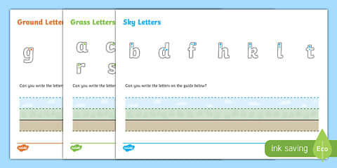 Line Guide Line Guide (Sky Grass Dirt - Plain)- Line guide, Handwriting ...