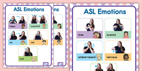 ASL Emotions Flash Cards