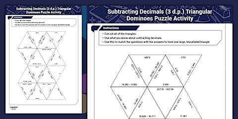 Adding Decimals (3 d.p.) Triangular Dominoes Puzzle Activity