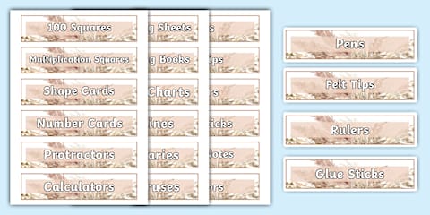 Boho Neutral Editable Circle Name Labels