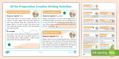 Creative Writing Prompts Challenge Cards
