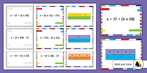 Fourth Grade Algebra Multiplication Equations with Strip Diagrams Activity