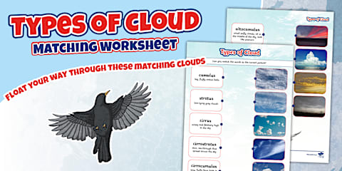 Types of Clouds Matching Worksheet for 3rd-5th Grade