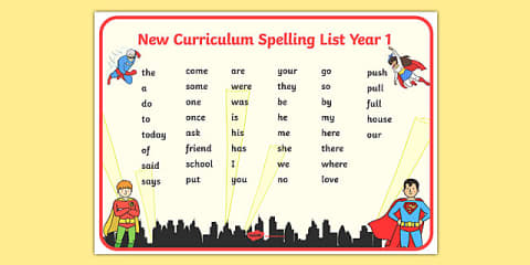 Superhero Themed Spelling List Year 2 Word Mat