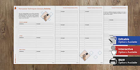 Identifying Persuasive Techniques Activity Sheet