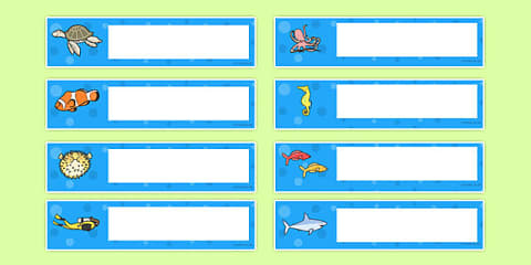Ocean-Themed Name Tags | Editable Labels | Twinkl
