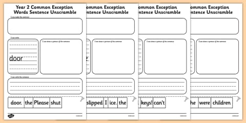 Year 2 Common Exception Words Practice Worksheet Pack