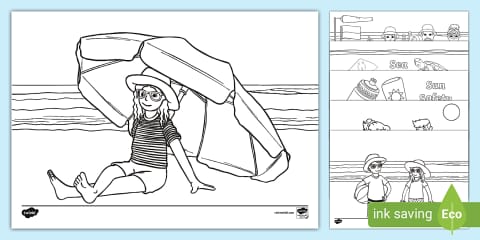 Sun, Sea And Beach Safety Colouring Pages