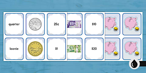Canadian Money Calculating Change Challenge Cards