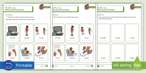 Grade 3 Phonics Pack prefix re-