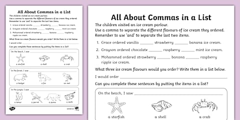 Mark My Work! Commas Activity