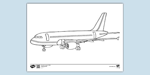 Boarding Plane Colouring Sheet