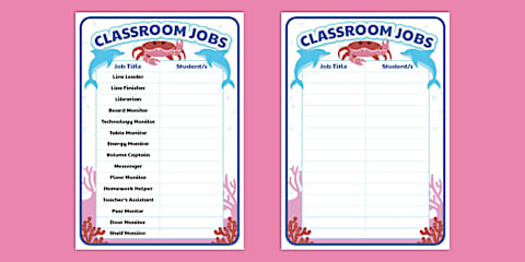 Australian Flora and Fauna Themed Classroom Jobs Chart