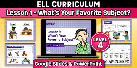 ELL Curriculum: Level 4, Lesson 7 Using a and an Google Slides & PowerPoint