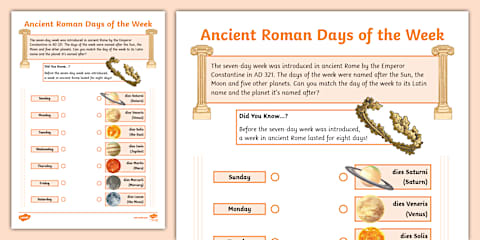 Roman Calendar Months Worksheet