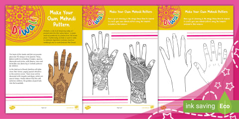 Simple & Easy Mehndi Designs for Kids - Worksheet