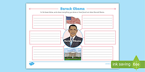 Barack Obama Fact File and Timeline Cut and Stick Activity (Ages 5 - 7)
