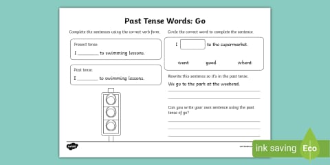 Past Tense Words - Stop Worksheet