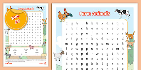 ESL Animals Word Search [Kids, A1]