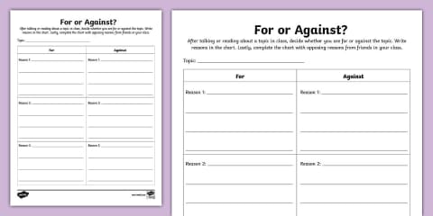 Writing a Balanced Argument Worksheet for 6th-8th Grade