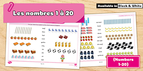 Numbers and Words 0 20 Word Mat English-French