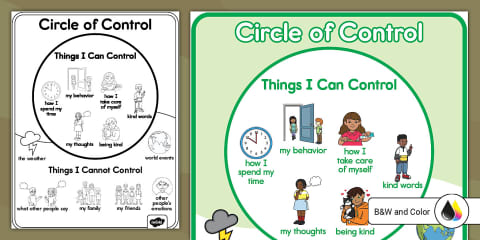 Circle of Control Cut and Paste Activity for K-2nd Grade