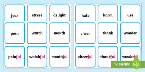 Suffix -ful Flash Cards