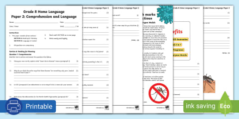 Grade 8 - English Home Language - Term 1 - Practice Test (CAPS Aligned)