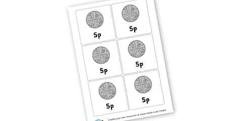 100 Coins Maths Mat 1p, 2p, 5p and 10p