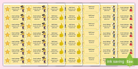 Classroom Reward Cards