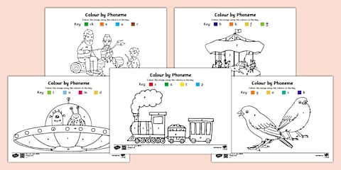 Summer-Themed Colour by Phase 3 CVC Word Activity Pack