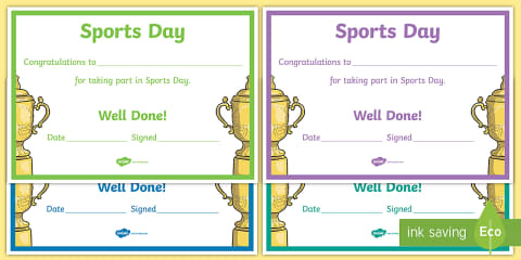 Sports Day Award Certificates