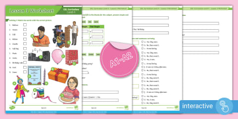 ESL Curriculum Level 4, Lesson 1 Interactive Worksheet