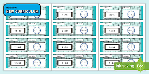 Telling The Time Analogue and Digital Matching Cards