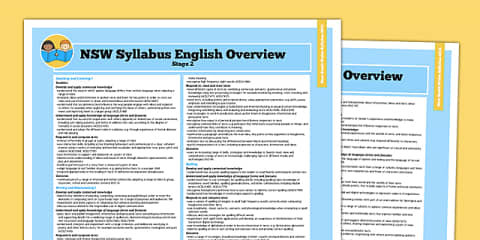 NSW Stage 1-3 Foundation to Year 6 English Syllabus Overview
