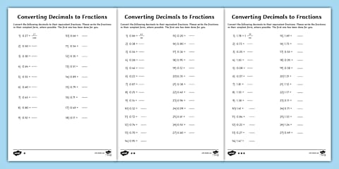 Fractions and Decimals, Read and Write Decimals as Fractions Maths ...