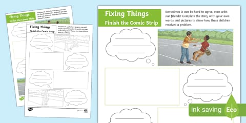 Good and Bad Choices Comic Strip Worksheet