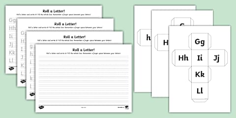 Roll a Letter - Handwriting ABCDEF Activity Sheet