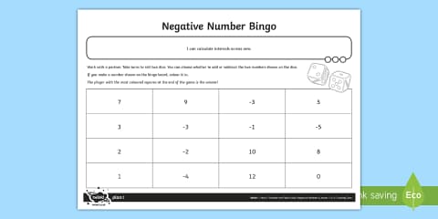 Positive and Negative Number Loop Cards
