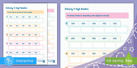 Ordering 3-Digit Numbers Activity Sheets