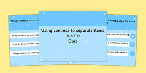 Using Commas to Separate Items in a List Lesson Teaching Pack