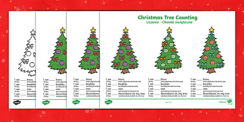 Christmas Tree Counting Worksheets