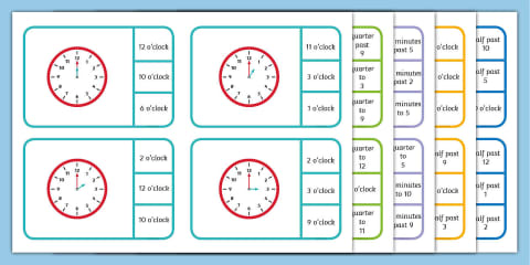 Telling the Time - 24-hour Digital time and Analogue Matching Cards
